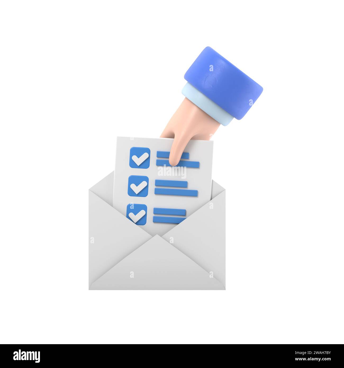 Symbol für 3D-E-Mail-Umschlag mit Aufgabenmanagement-Checkliste in der ... Symbol für 3D-E-Mail-Umschlag mit Aufgabenmanagement-Checkliste in der ...