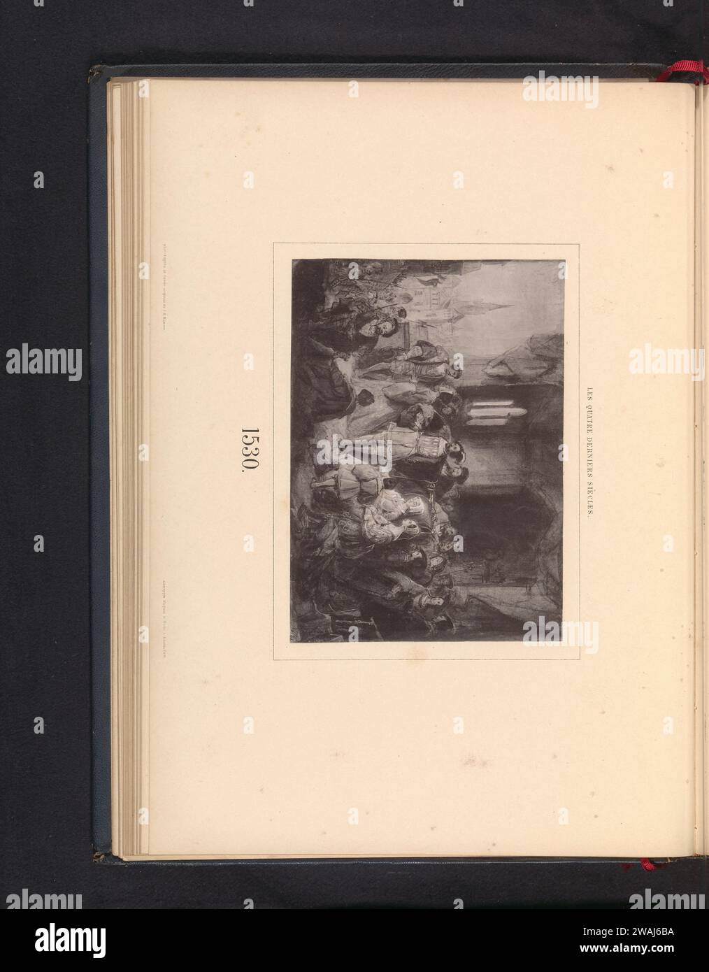 Fotoproduktion einer Zeichnung, die einen Herrscher mit seinem Gefolge ...