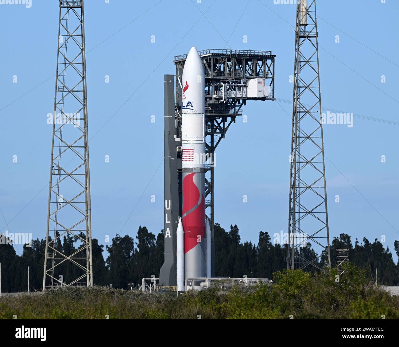 Cape Canaveral, Florida, USA. Januar 2024. Eine Vulcan-Rakete der ...