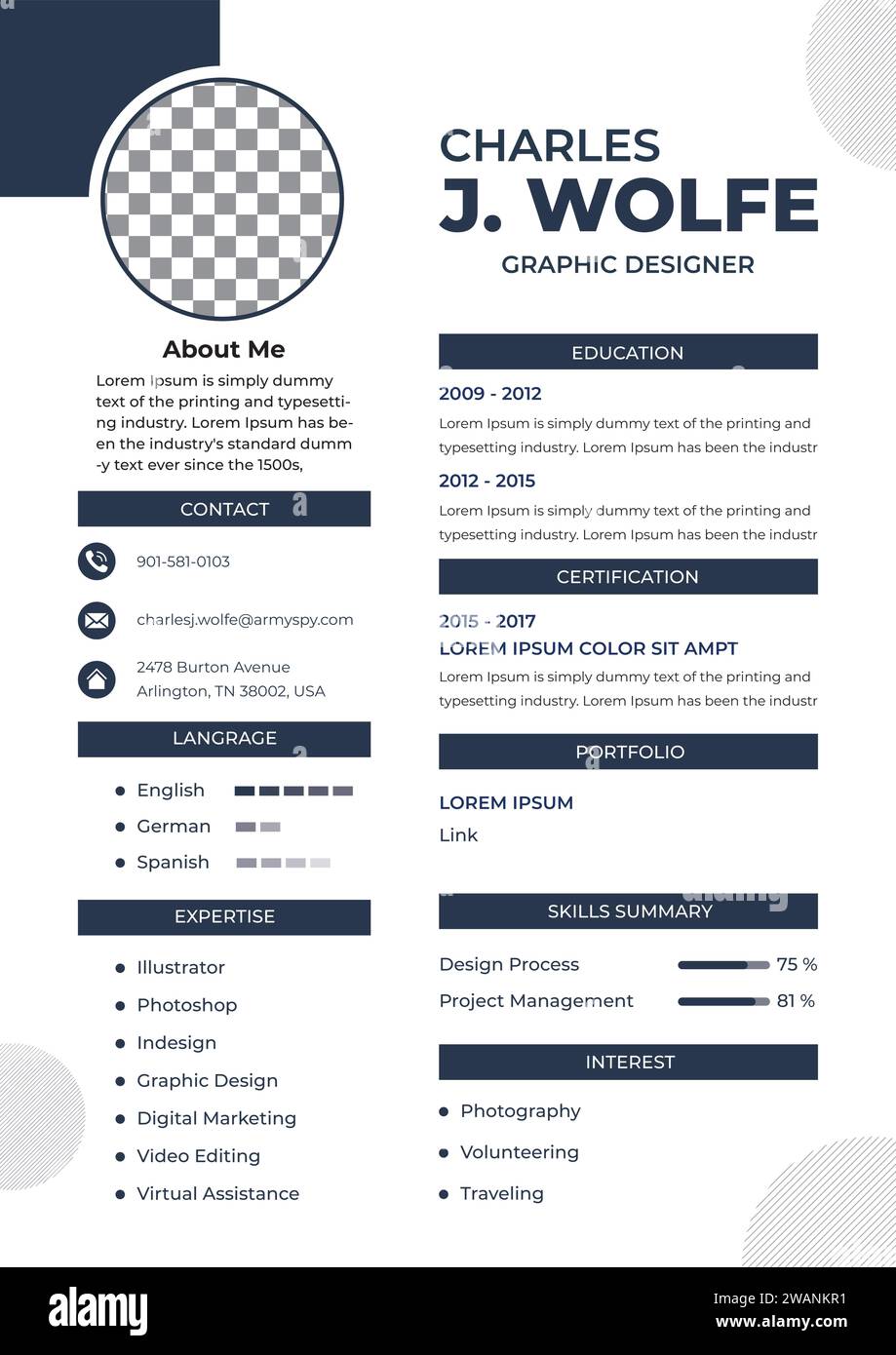 Vorlage für Professional Resume CV. Lebenslauf mit Vorlage eines ...