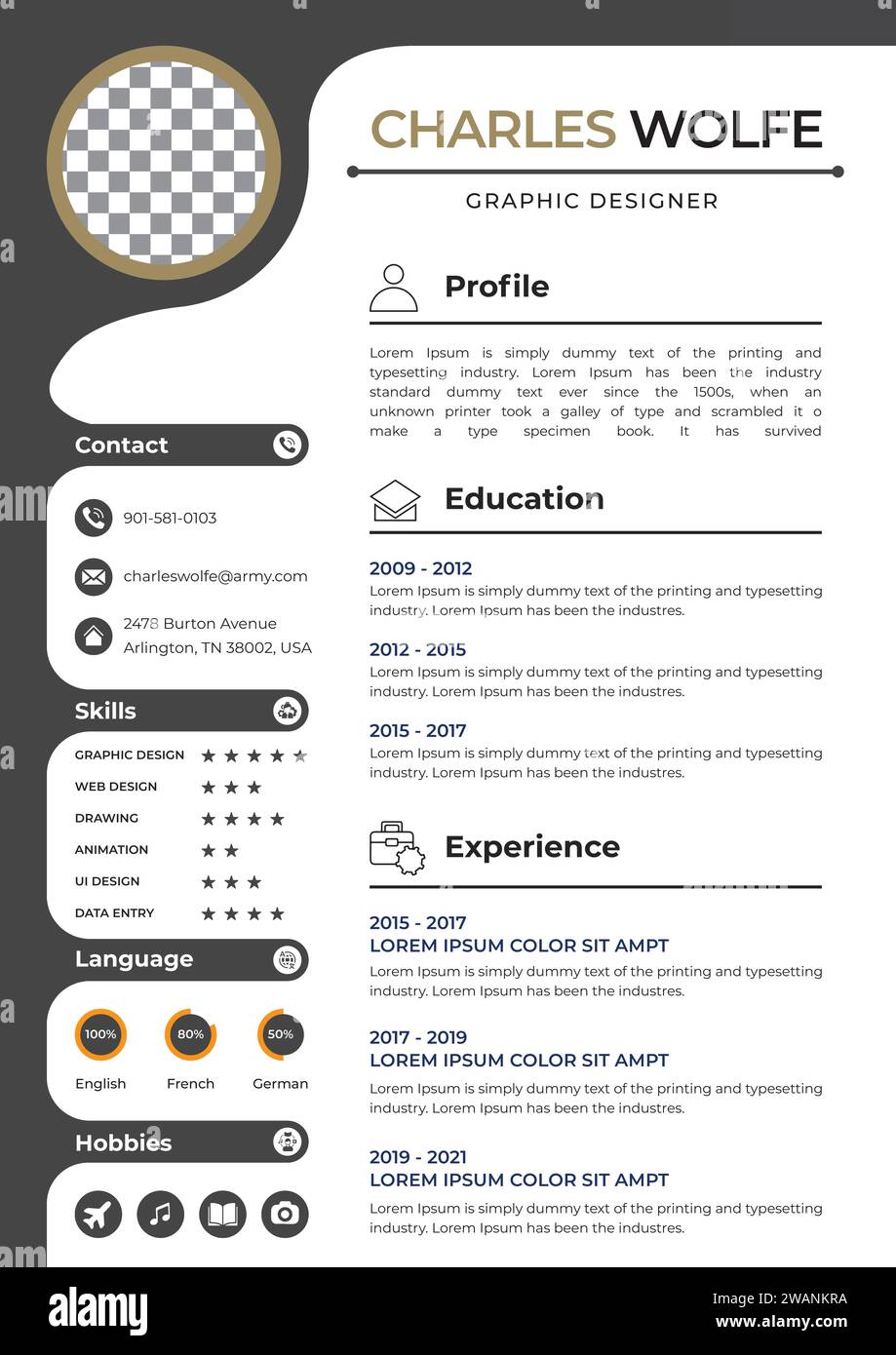 Vorlage für Professional Resume CV. Lebenslauf mit Vorlage eines ...