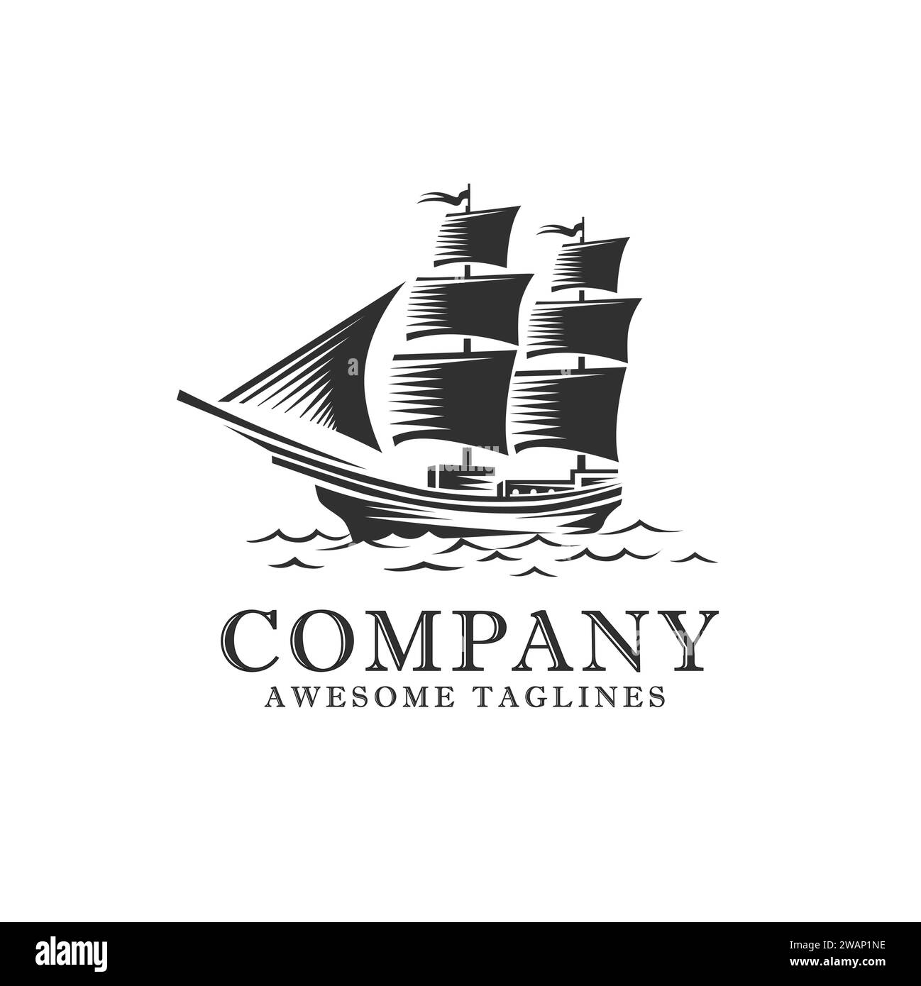 Segelboot Schiff Vektor Logo Illustration, Segelschiff Logo Stock ...