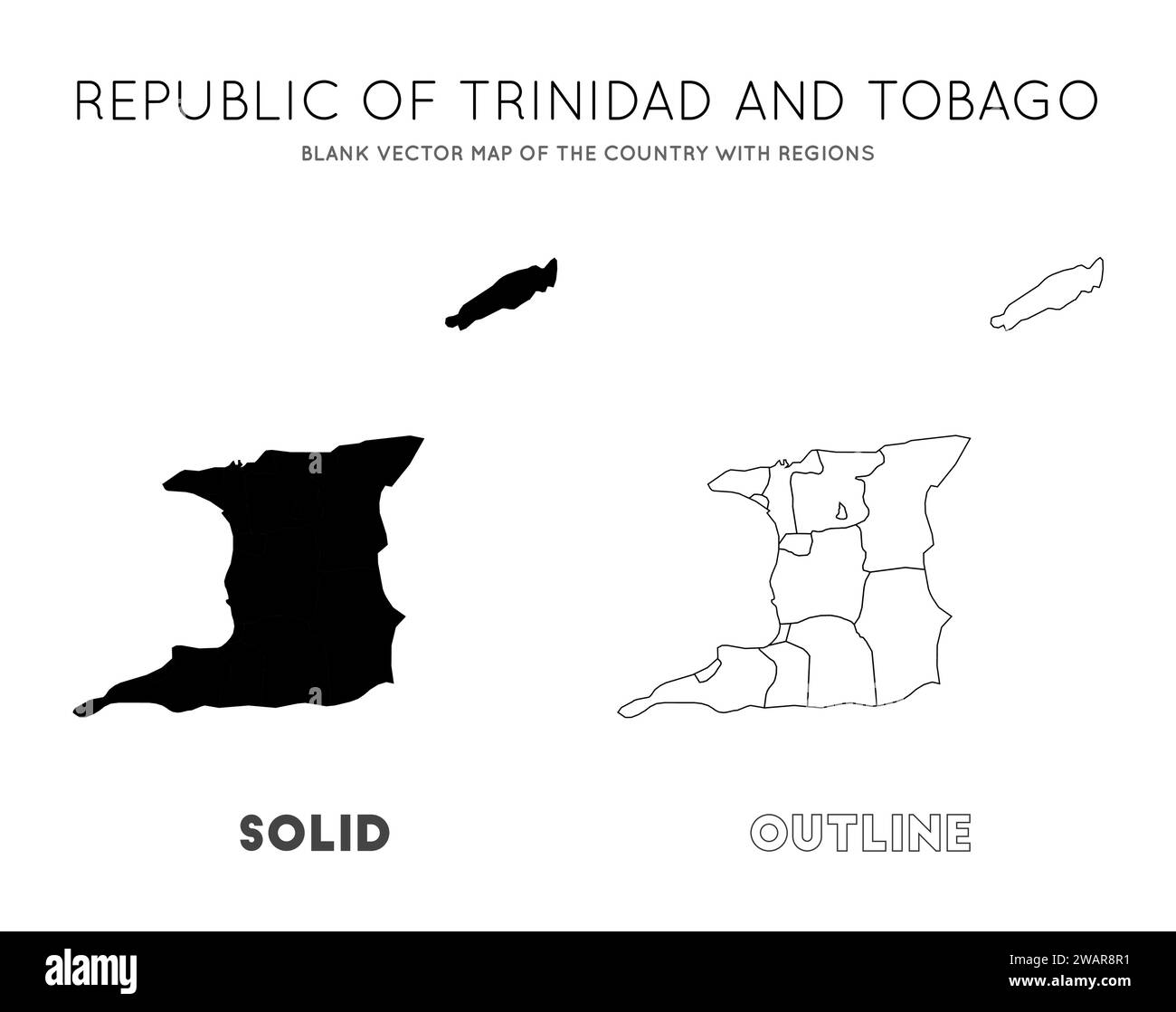 Karte von Trinidad und Tobago. Leere Vektorkarte des Landes mit ...