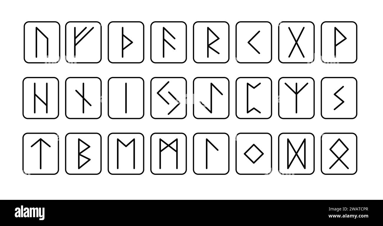 Alte Runen Set, altes skandinavisches spirituelles Alphabet einfache ...