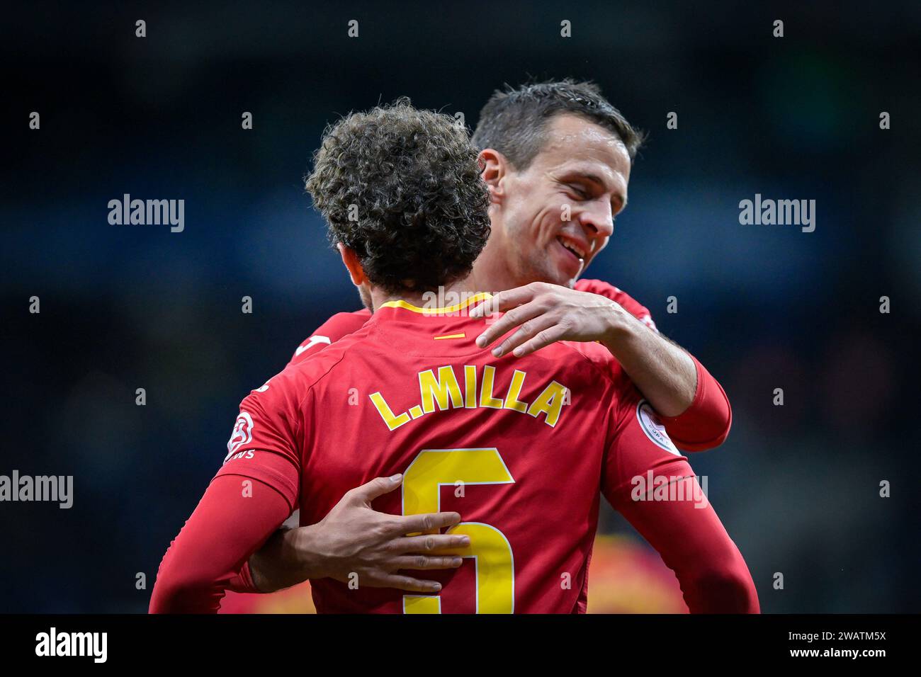 Barcelona, Spanien. Januar 2024. Luis Milla (Getafe CF) feiert, nachdem ...