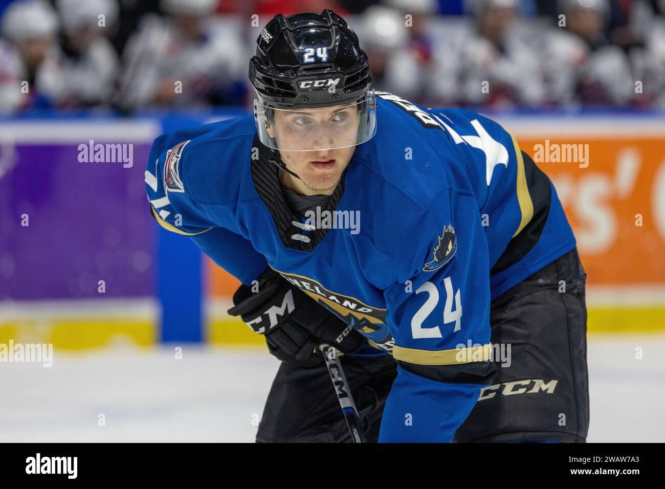 5. Januar 2024: Cleveland Monsters Forward Cameron Butler (42) skatet ...