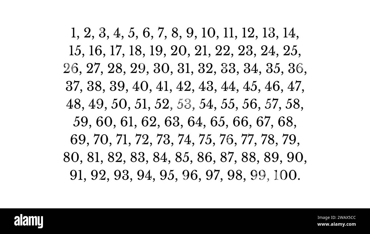 Numbers 1 to 100 -Fotos und -Bildmaterial in hoher Auflösung – Alamy