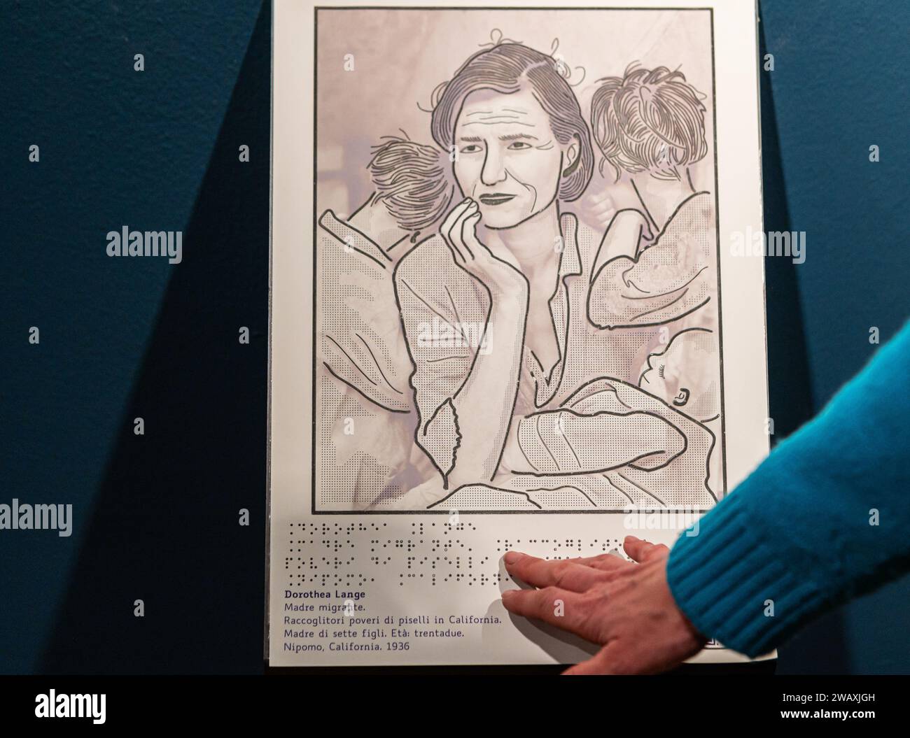 Blindlesung in brailleschrift im Stadtmuseum von Bassano del Grappa ...