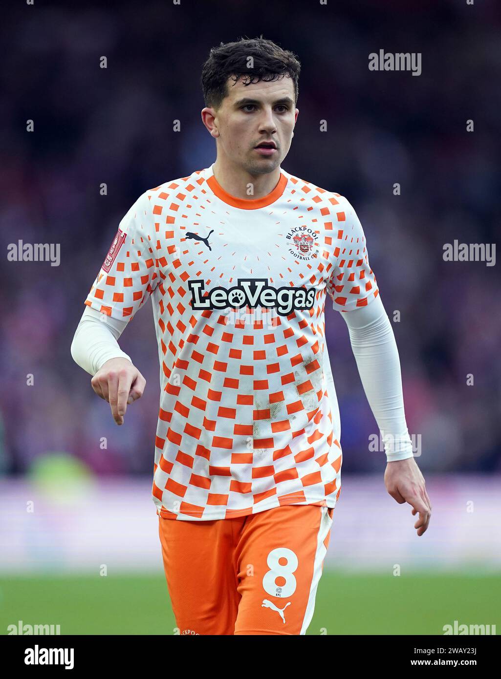 Blackpool's Albie Morgan beim Spiel der dritten Runde des Emirates FA ...