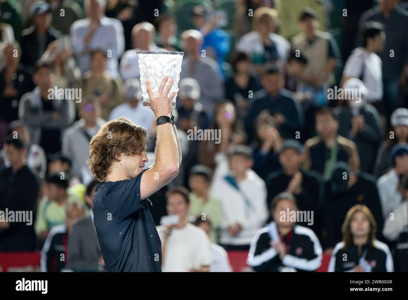Hongkong, China. Januar 2024. Andrey Rublev aus Russland feiert seinen ...