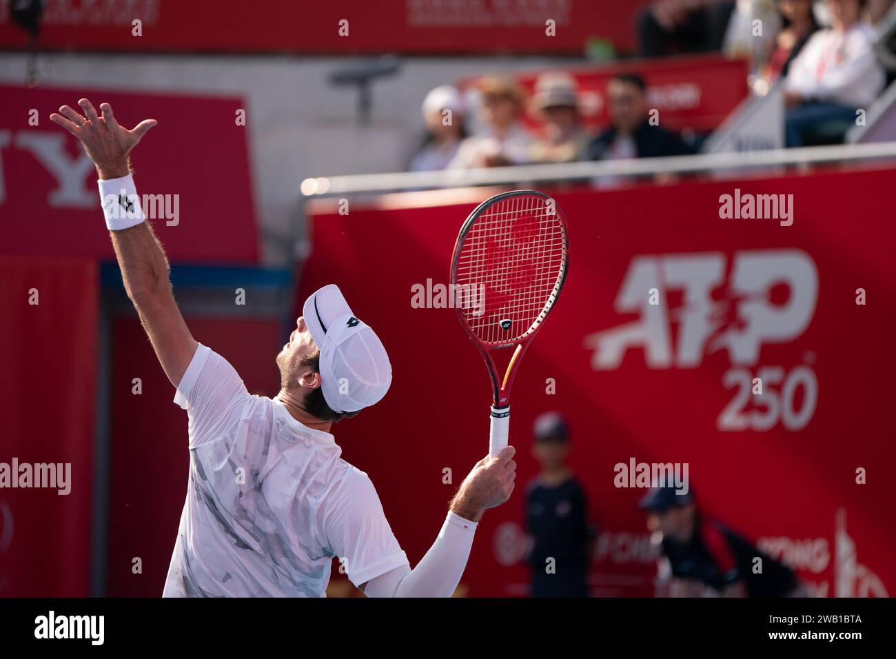 Hongkong, China. Januar 2024. Sander Gille (Belgien) tritt am letzten Tag der Bank of China ATP ...