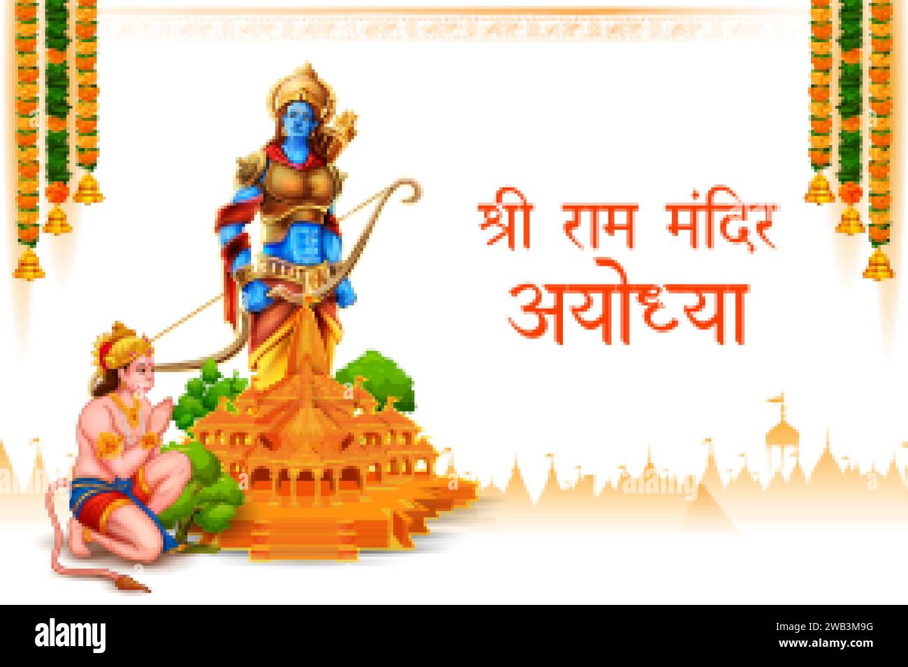Illustration des religiösen Hintergrunds von Shri RAM Janmbhoomi Teerth ...