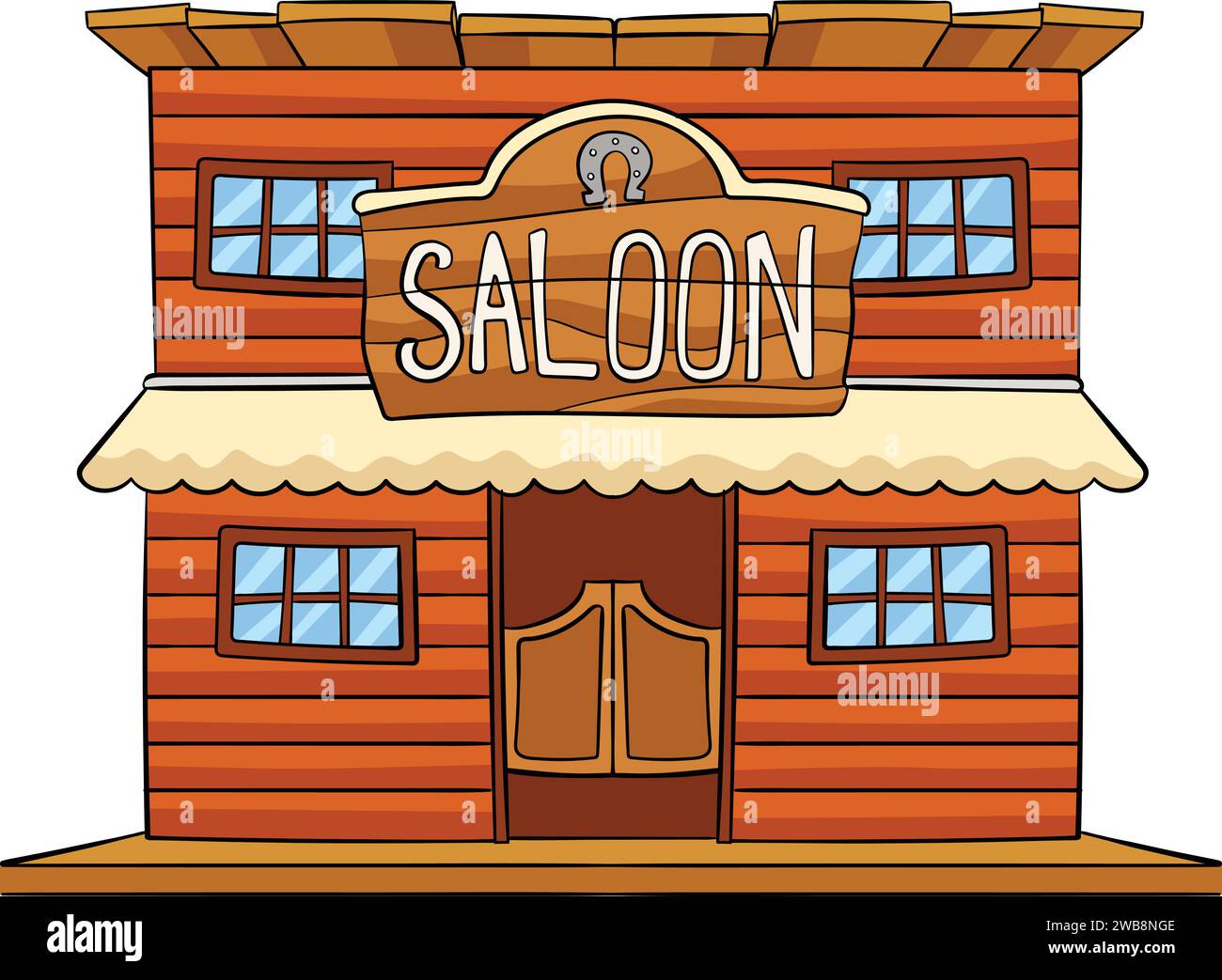 Cowboy Saloon Cartoon Farbige Clipart Illustration Stock-Vektorgrafik ...