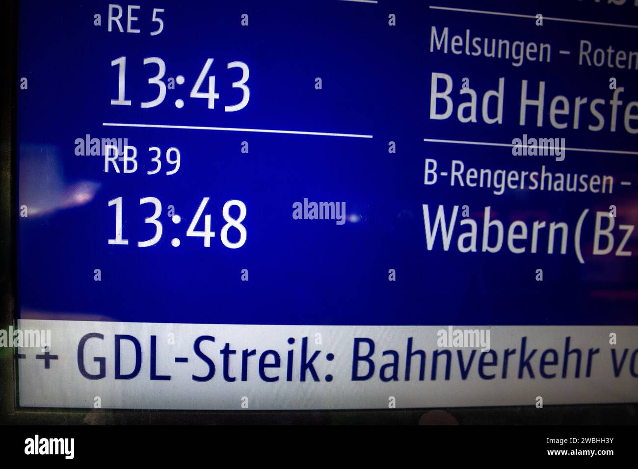 Kassel GDL-Streik in Kassel GDL-Streik - auf einer Anzeigentafel im Bahnhof Kassel-Wilhelmshöhe ...