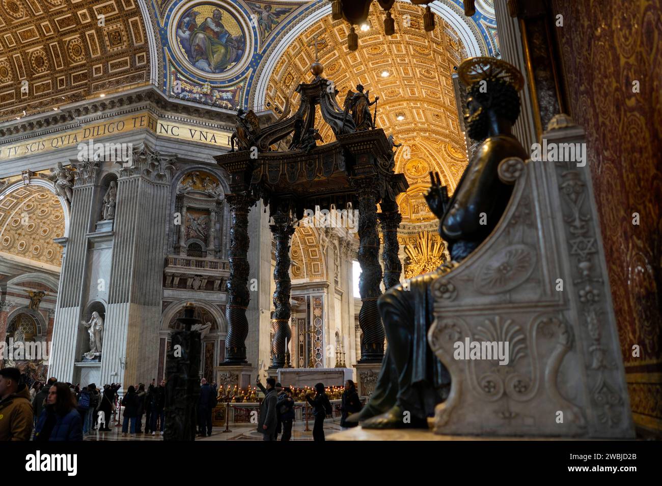 A view of the 17th century, 95ft-tall bronze canopy by Giovan Lorenzo ...