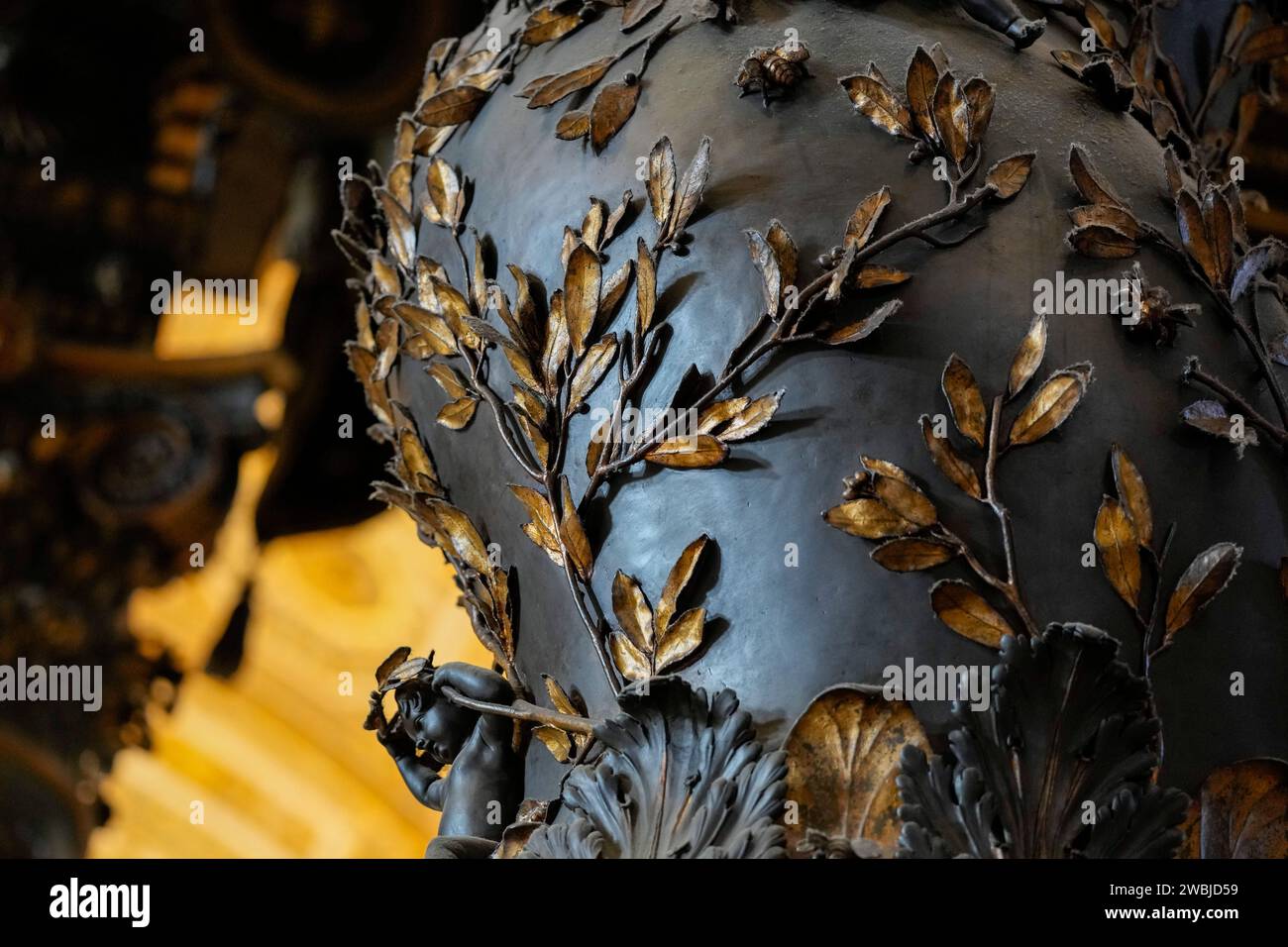 A detail of the leaves that adorn the columns of the 17th century, 95ft ...
