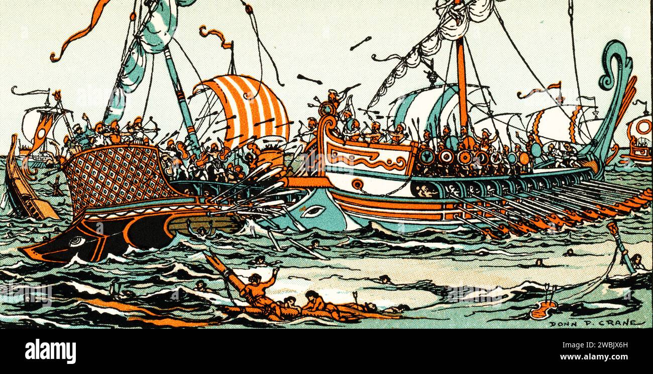 Die Schlacht von Salamis, 480 v. Chr. Von Donn Philip Crane (1878–1944 ...
