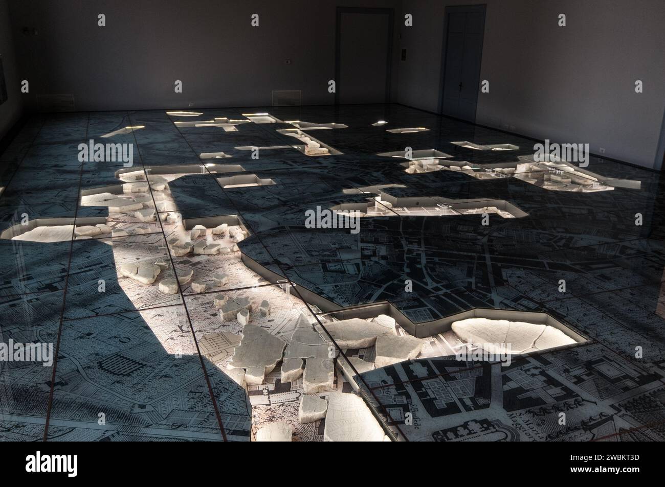 Rom, Italien. Januar 2024. Die riesige Marmorkarte (Forma Urbis Romae ...