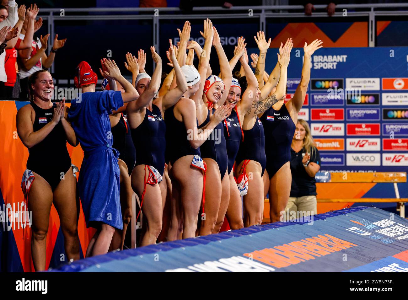 EINDHOVEN, NIEDERLANDE - 11. JANUAR: Mannschaft Niederlande jubelt den ...