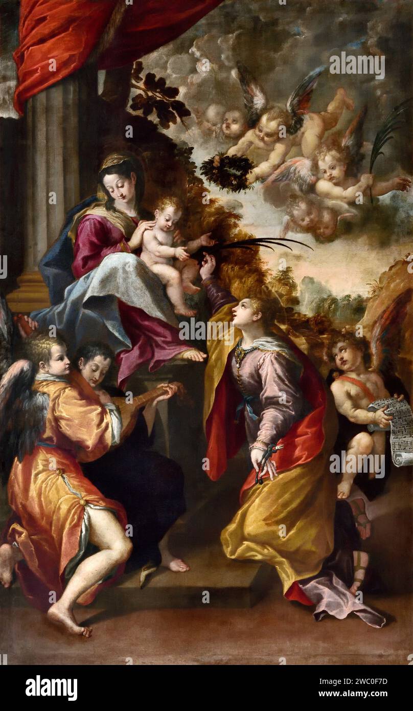 Madonna Col Bambino tra angeli e S.Apollonis - olio su tela - Denis Calvaert - 1580 - Reggio ...