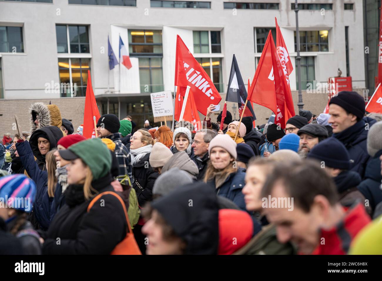 Berliner Protest gegen AFD-Rechten und Bauern, die im Januar 2024 ...