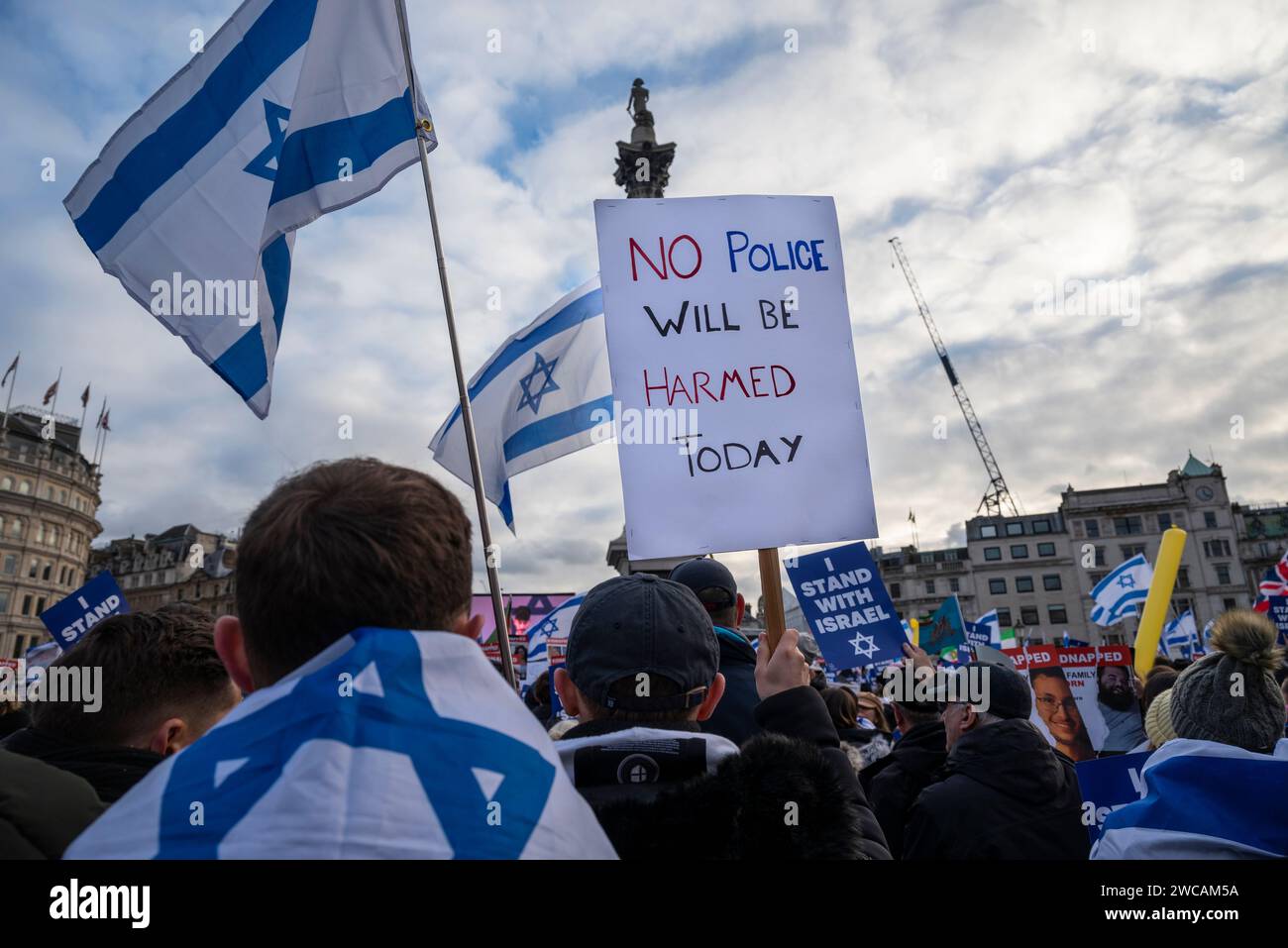 Keine Polizei wird heute verletzt werden Plakat auf der Pro-Israel ... Keine Polizei wird heute verletzt werden Plakat auf der Pro-Israel ...