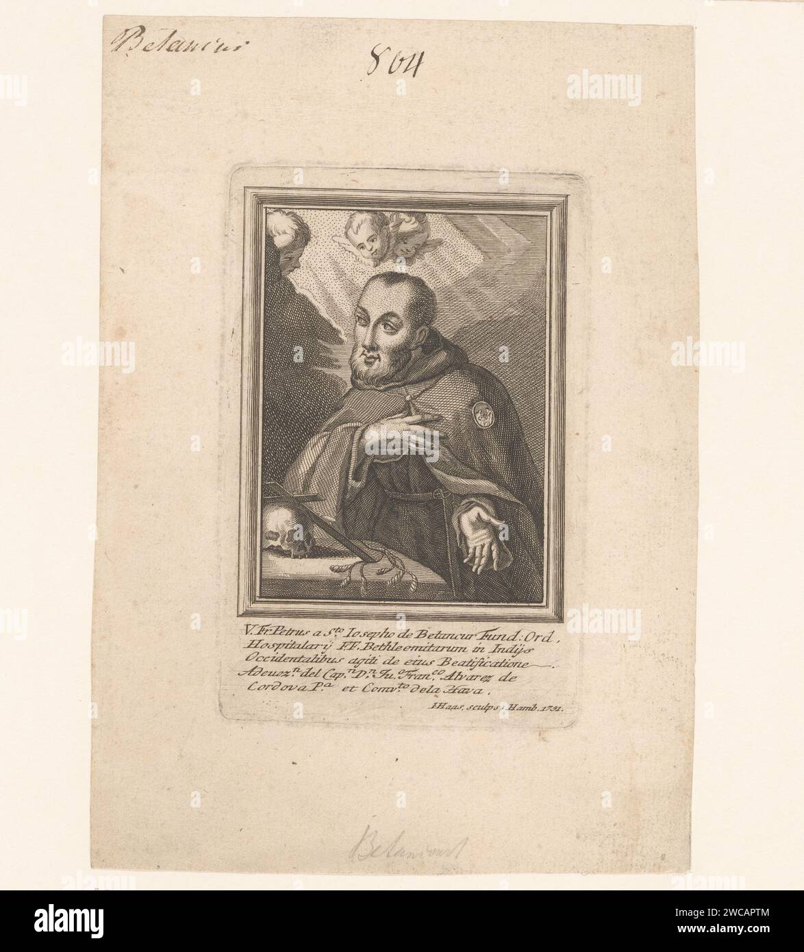 Portret Van Pedro de San José de Betancourt, Jonas Haas, 1731 Druck ...