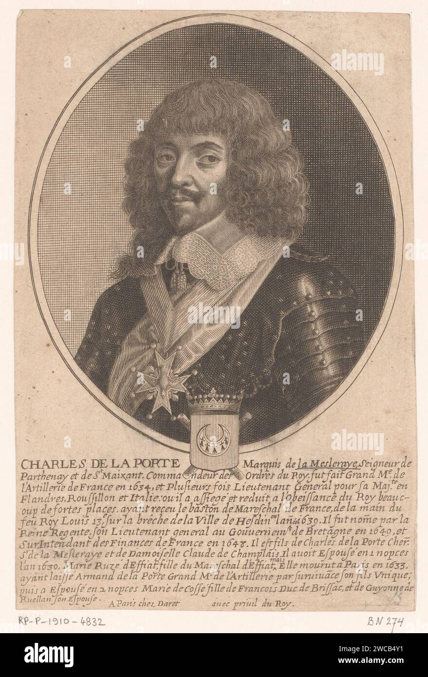 Portret van Armand -Charles de la Porte de la Meilleraye, Pierre Daret ...