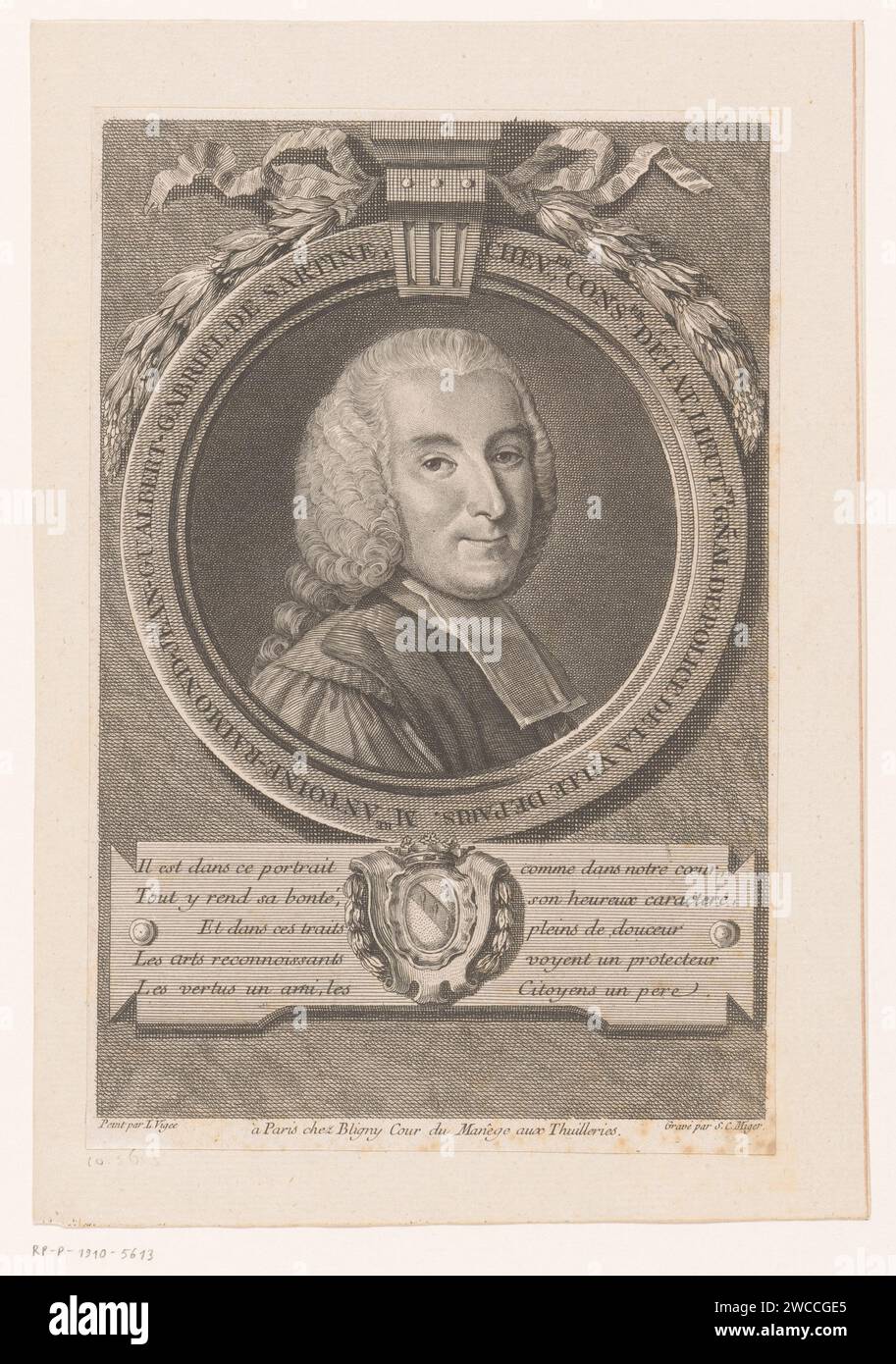 Portret van Antoine de Sartine, Simon Charles Miger, nach Louis Vigée ...