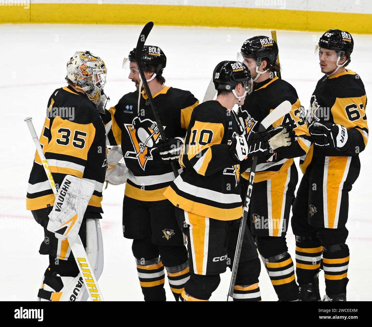 Pittsburgh, Usa. Januar 2024. Der Torwart Tristan Jarry (35) und der ...