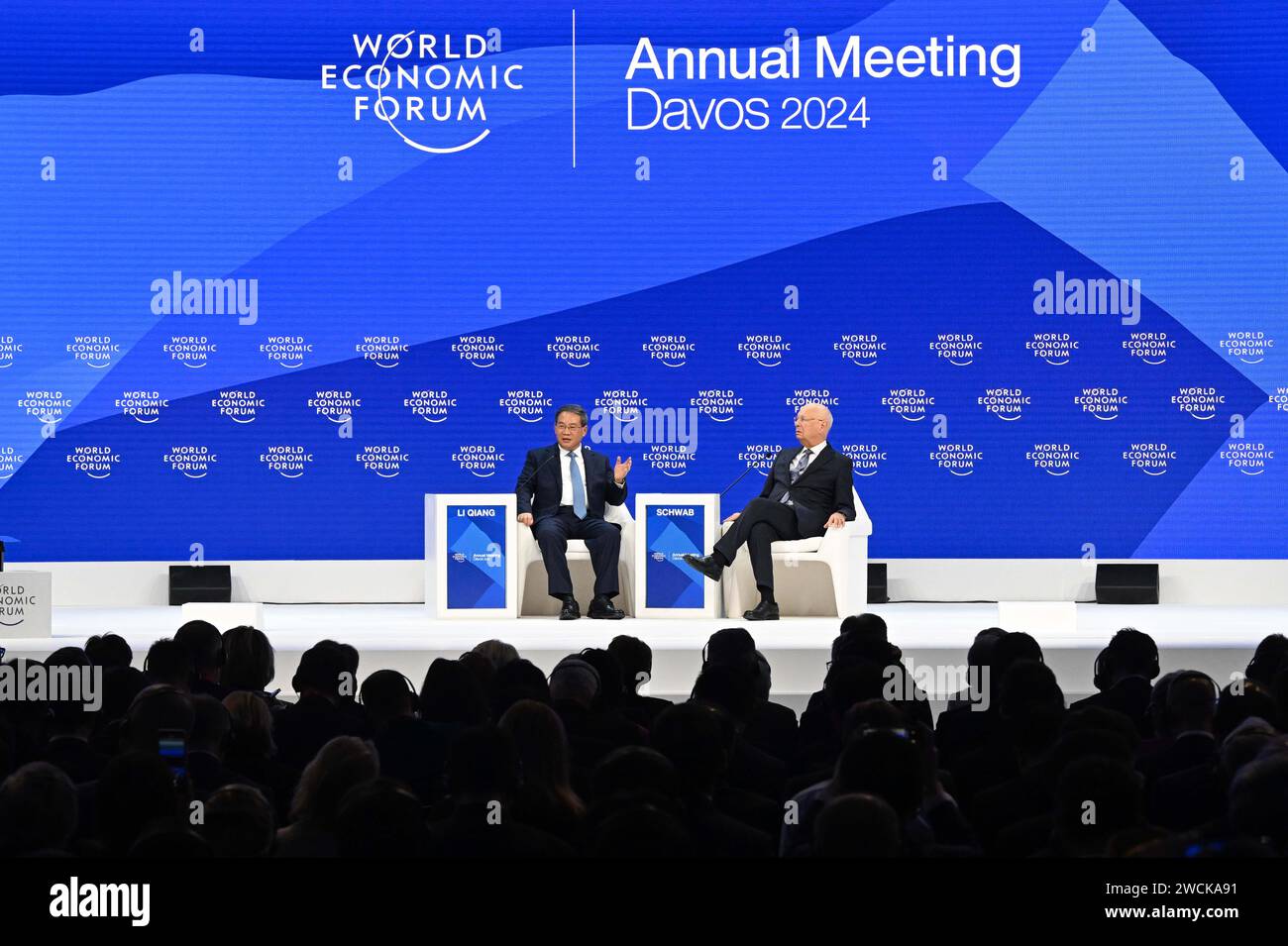 Davos, Schweiz. Januar 2024. Der chinesische Premierminister Li Qiang ...