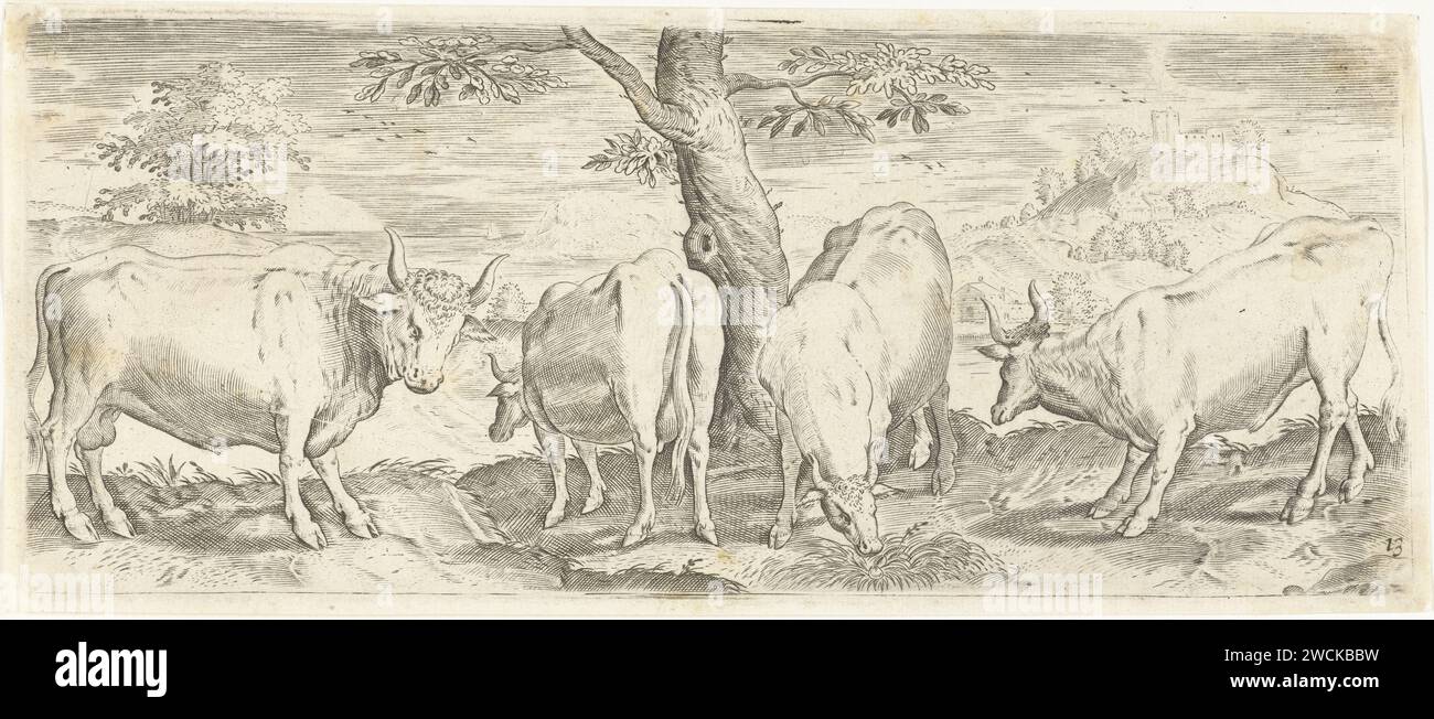Kühe, ein Stier und ein OS, Abraham de Bruyn (möglich), drucken nach ...