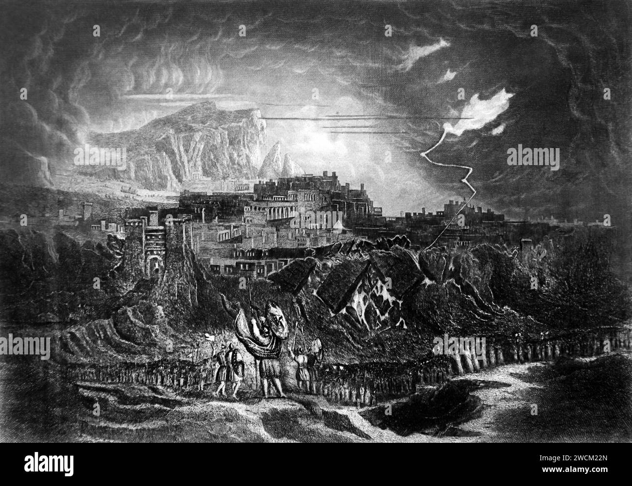 Illustration des Falls der Mauern von Jericho - Israeliten marschierten ...