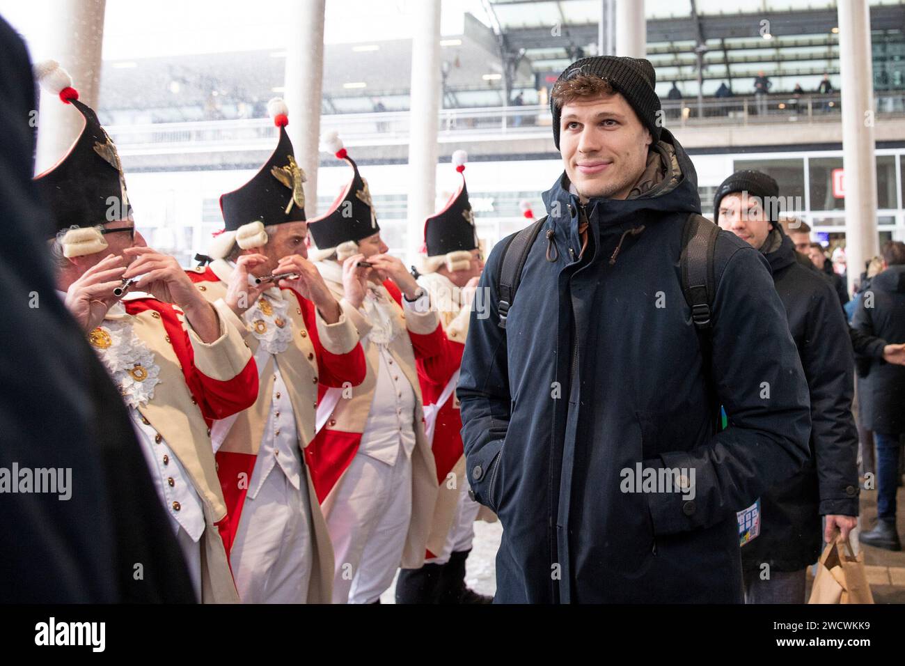 Sebastian Heymann beim Empfang der deutschen Handballnationalmannschaft am Hauptbahnhof, am 17. ...