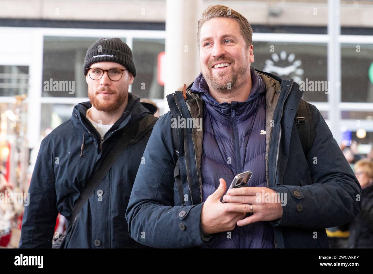 Oliver Roggisch beim Empfang der deutschen Handballnationalmannschaft am Hauptbahnhof, am 17.01. ...