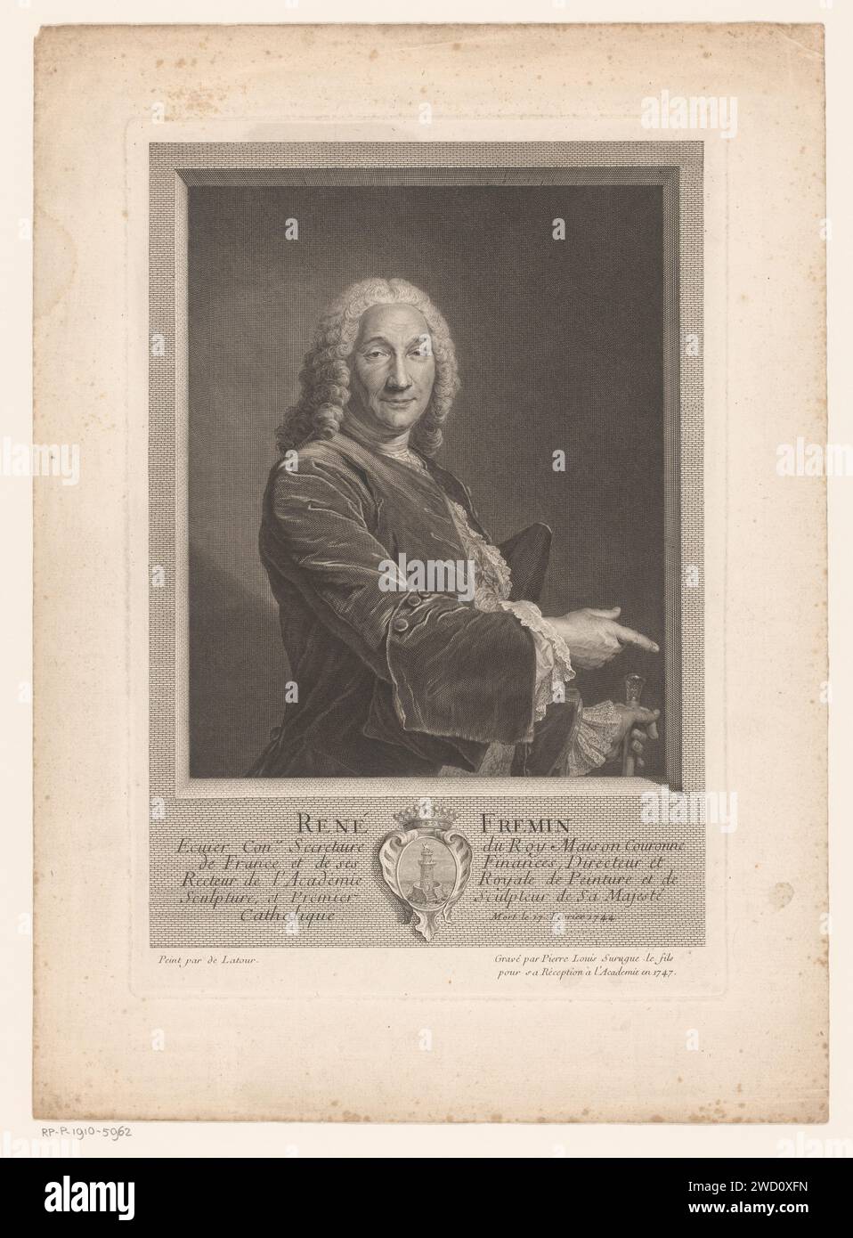 Portret van René Fremin, Pierre Louis Surugue, nach Maurice-Quentin de ...