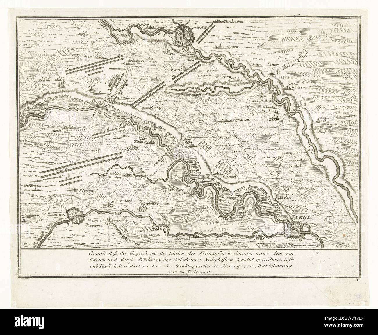 Breaking through the French Lines in Brabant, 1705, Anonym, 1705 Print ...