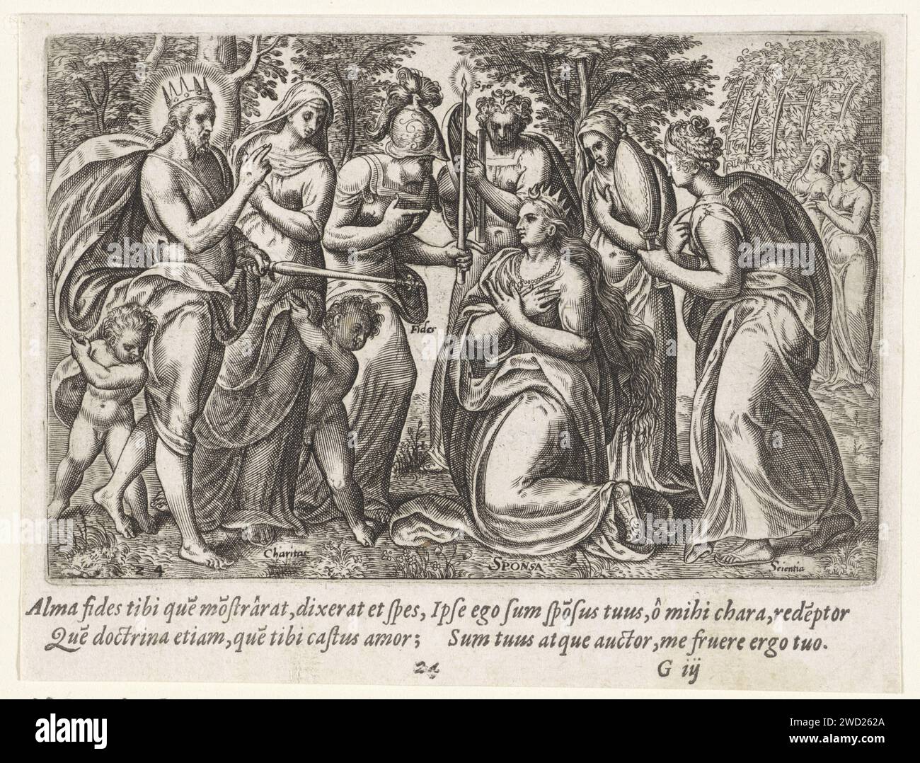 Braut Kniet Für Den König Johannes Wierix Möglich Nach Gerard Van Groeningen 1574 Druck Die