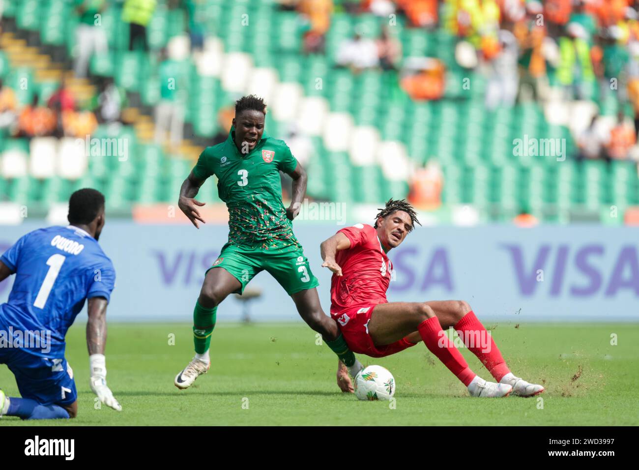 Abidjan, Nigeria. Januar 2024. Equitorial Guinea gegen Guinea Bissau ...