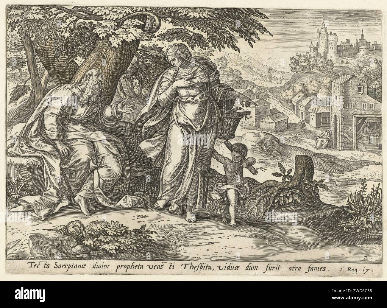 Elia en de weduwe van Sarefat, Hendrick Goltzius (abgelehnte ...