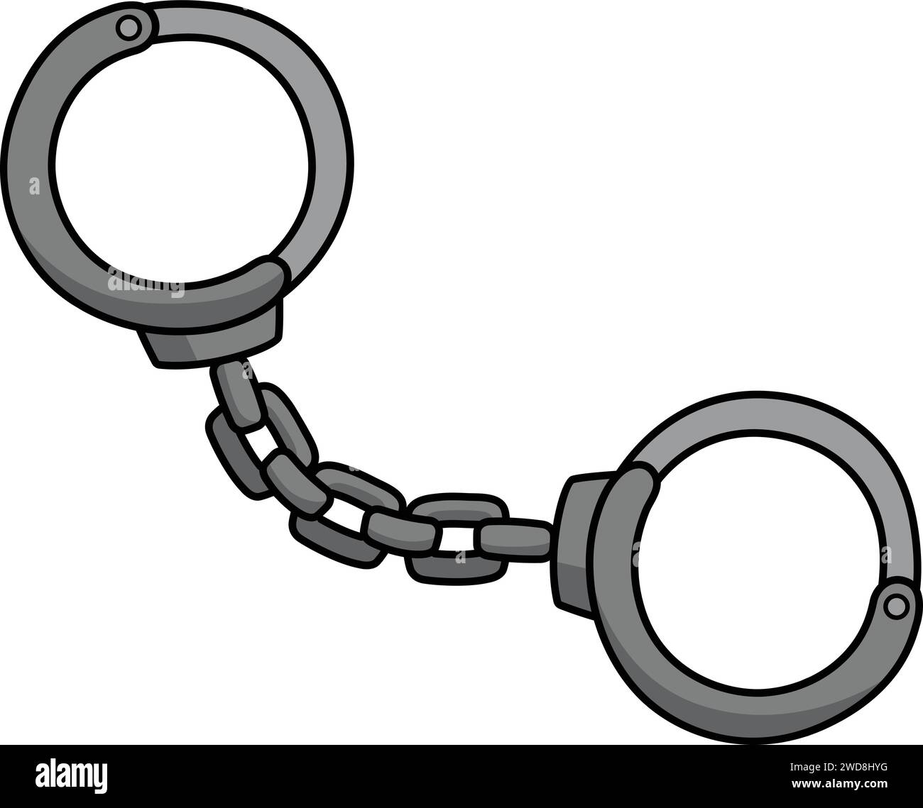 Farbige Clipart-Abbildung: Handschellen-Cartoon Stock-Vektorgrafik - Alamy