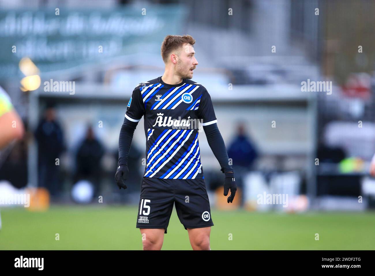 Kopenhagen, Dänemark. Januar 2024. Tom Trybull (15) von Odense BK wurde ...