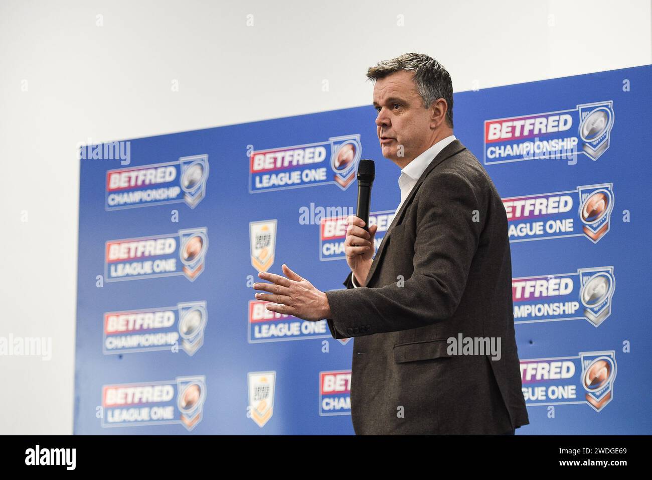 Wakefield, England, 19. Januar 2024: Mark Pearson Head of Media bei ...