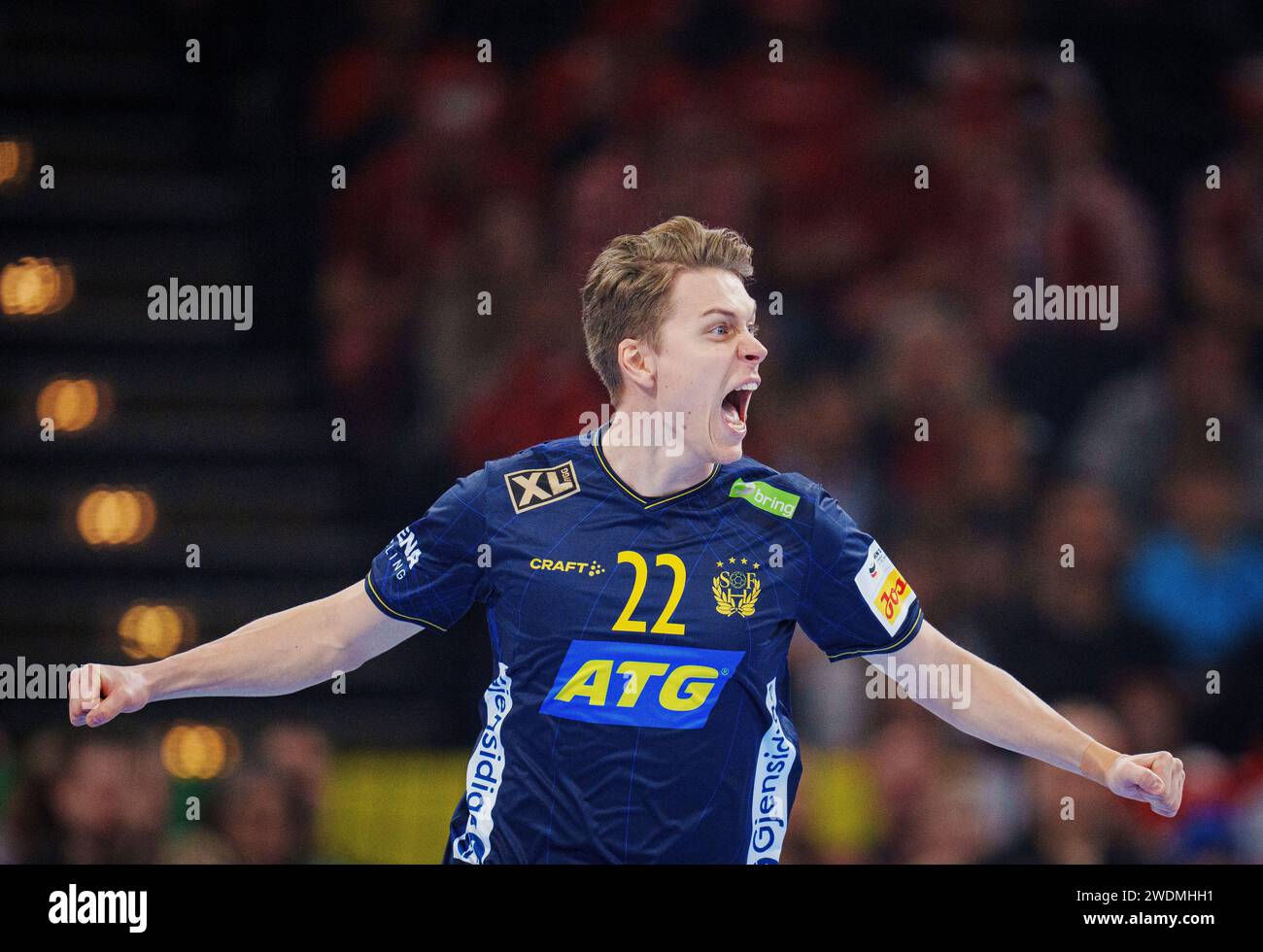 Schwedens Lucas Pellas während des EHF-Europameisterspiels zwischen ...
