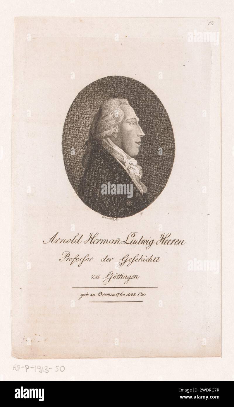 PortraT van Arnold Hermann Ludwig Heeren, Johann Daniel Laurenz (II), 1780 - 1832 Druck Text in ...