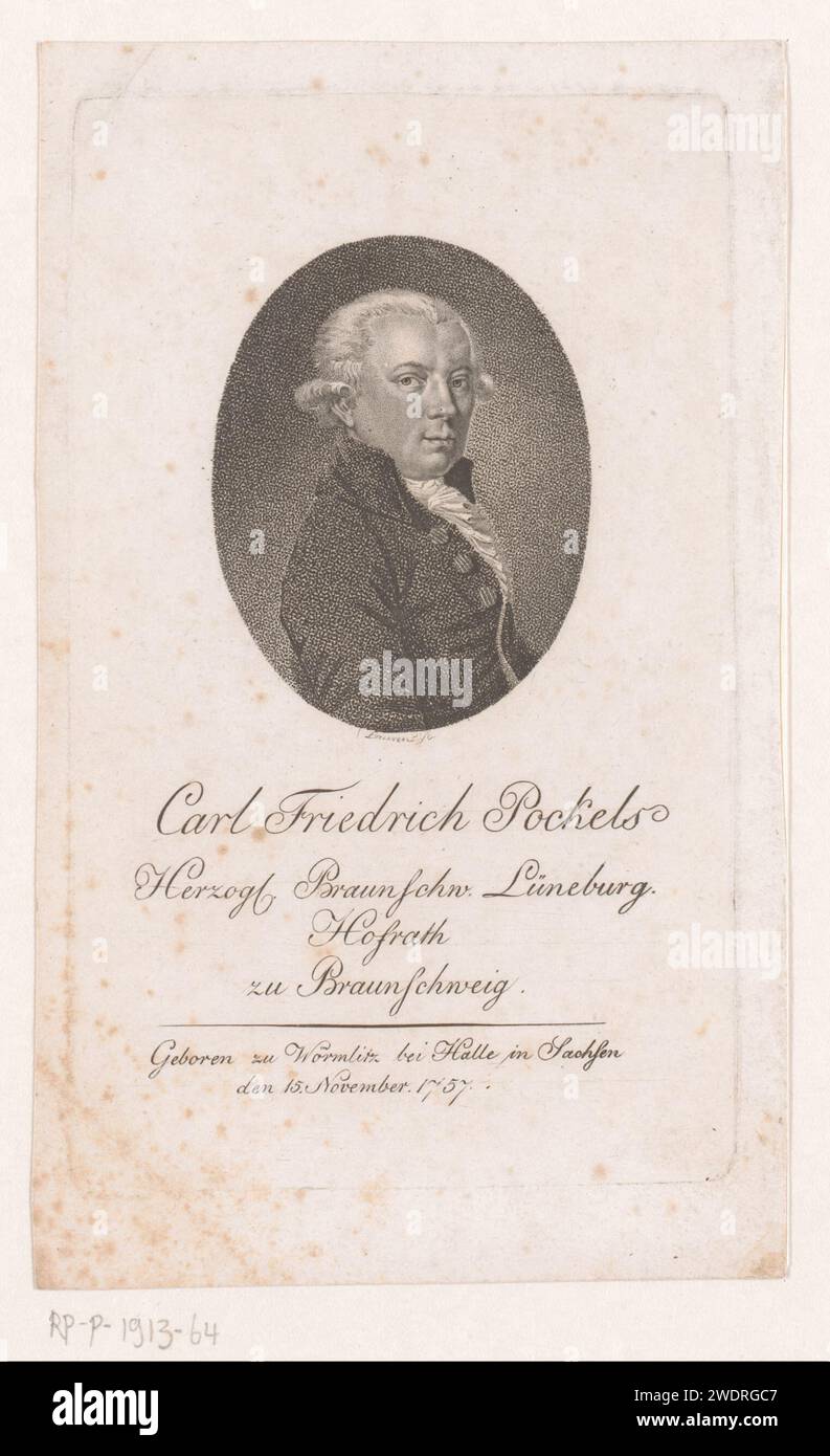 PortraT van Carl Friedrich Pockels, Johann Daniel Laurenz (II), 1780 - 1832 Druck Text in ...