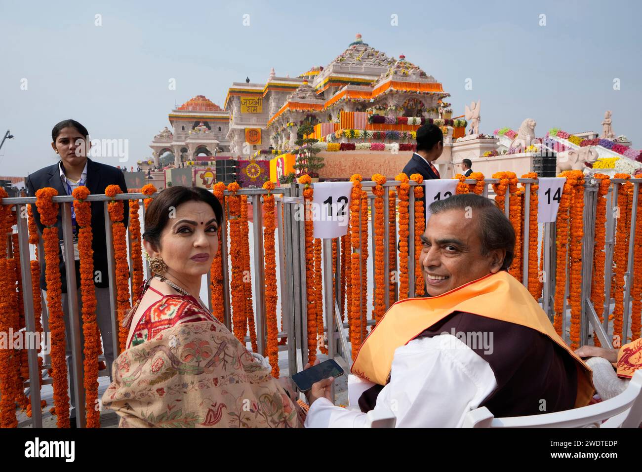 Indian industrialist Mukesh Ambani and his wife Nita Ambani attend the ...