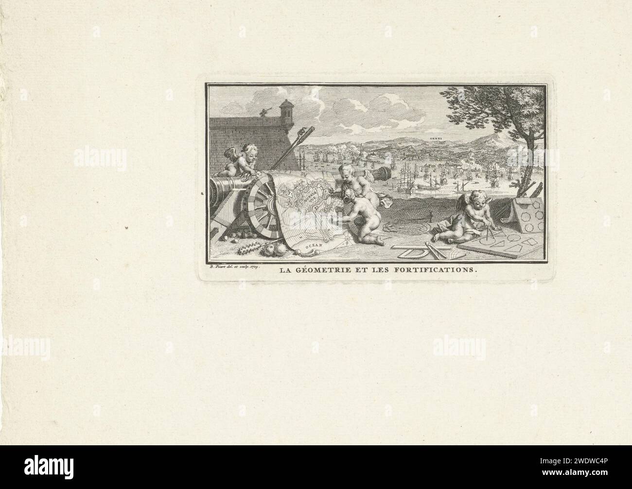 Allegory on Geometry and Architecture, Bernard Picart, 1729 Druck Putti ...