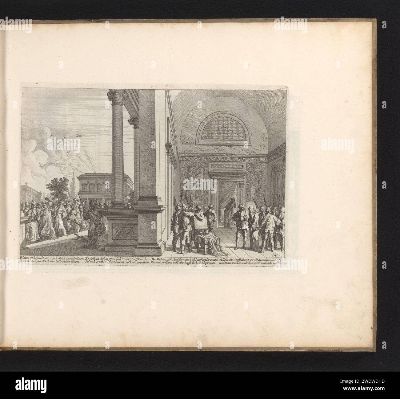 Pilatus, gewarnt von seiner Frau, lässt das Volk zwischen Christus und ...