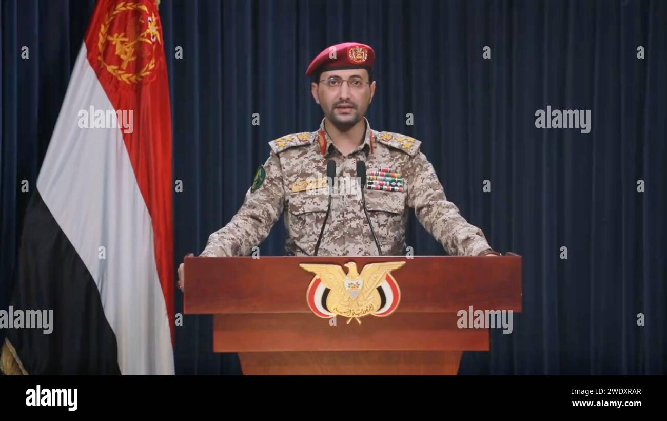 Sanaa. Januar 2024. Der Screenshot aus einem Video der Houthi-Gruppe ...